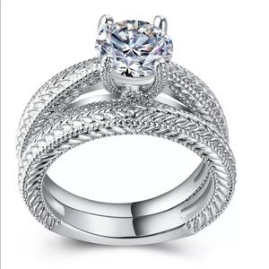 Jewelry | Round Solitaire Silver Wedding Ring Set | Poshmark